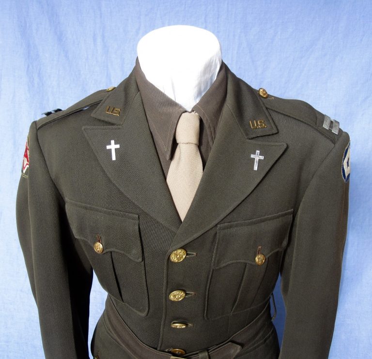 WWII Id'd Chaplain's Pinks & Greens | J. Mountain Antiques