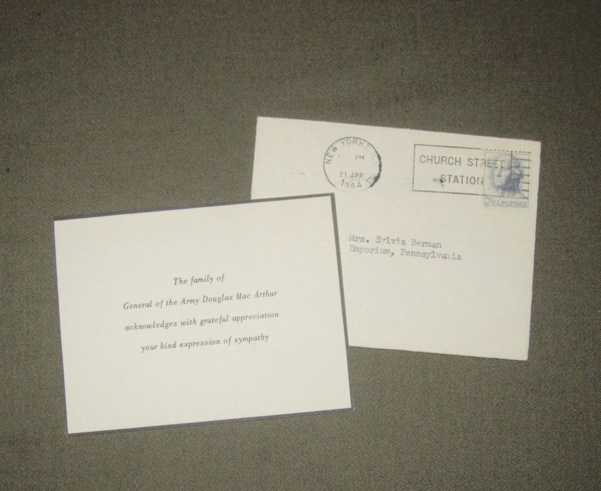Jean MacArthur’s Letter, Sympathy Acknowledgement Card- Photo | J ...