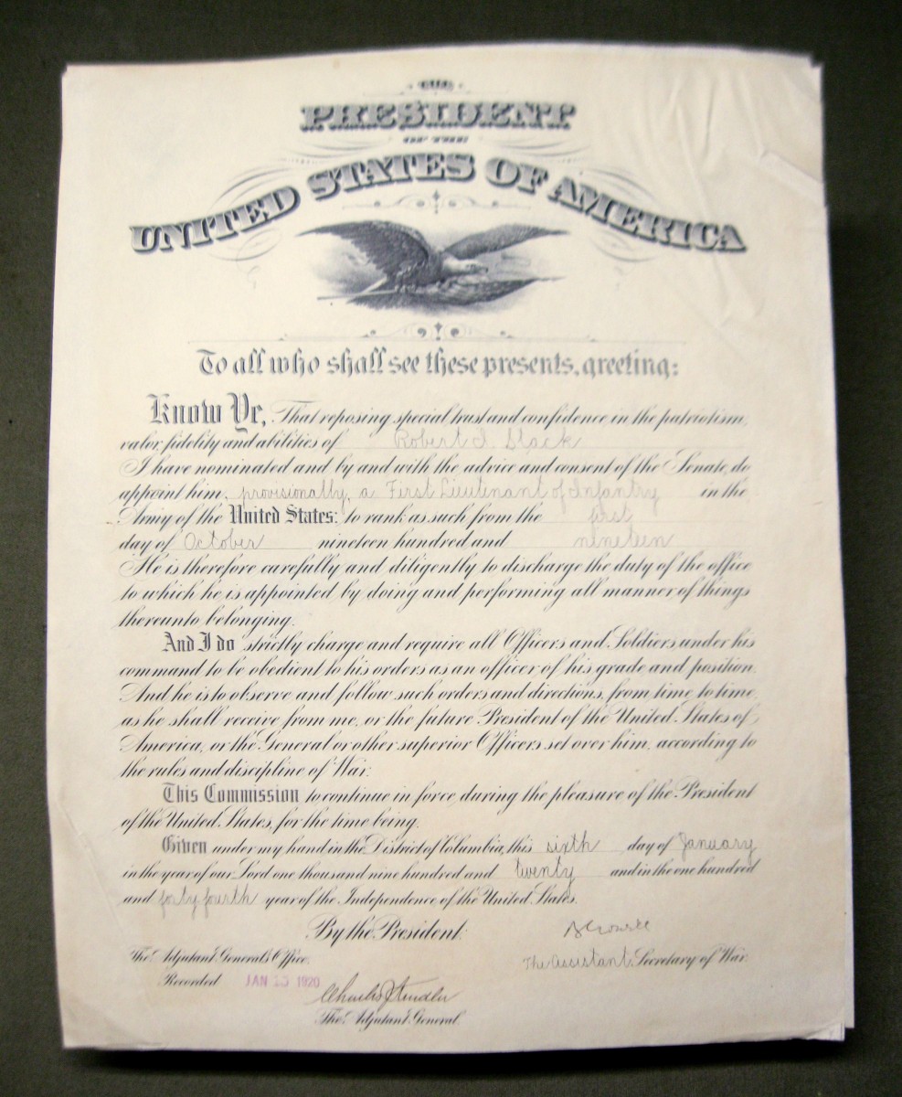 Brigadier General Robert I. Stack Commissions- Insignia | J. Mountain ...