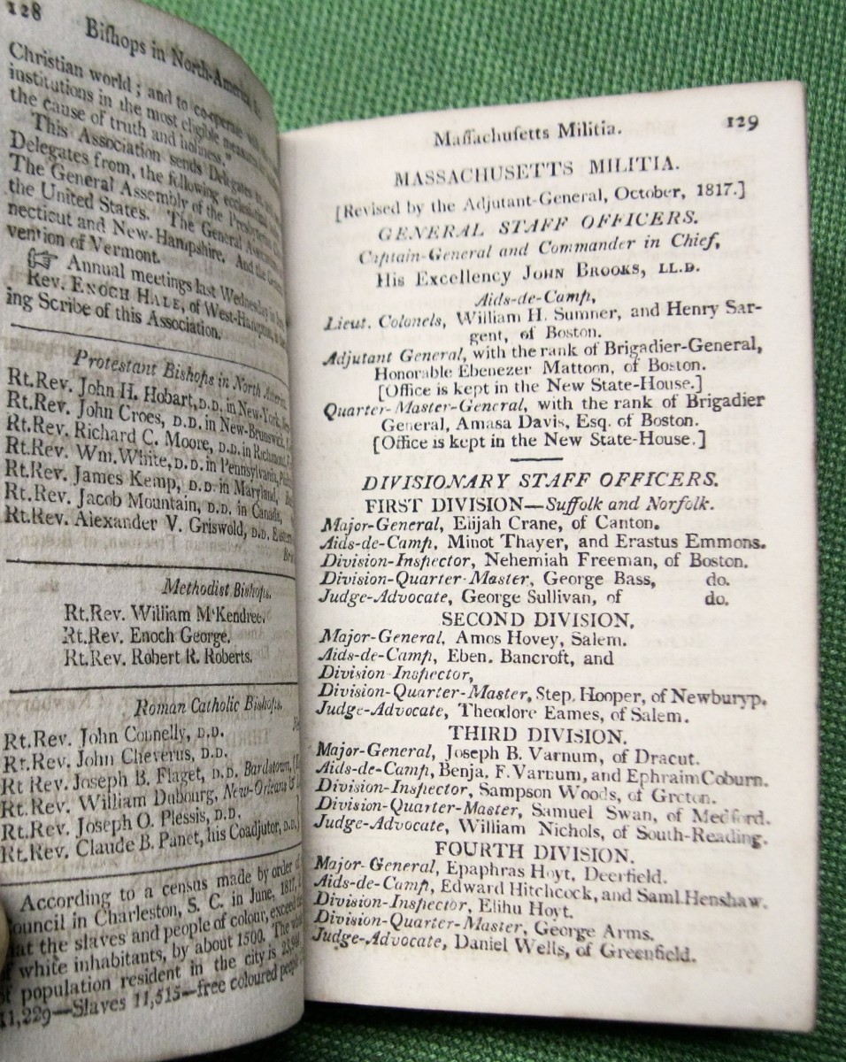 1818 Massachusetts Register & U.S. Calendar SOLD | J. Mountain Antiques