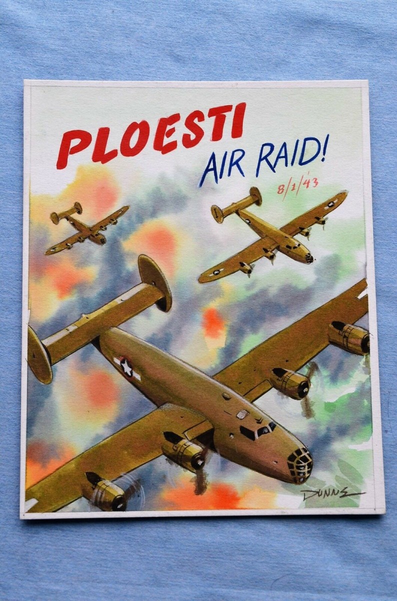 First Day Cover Original Art by Dunne c1993- Ploesti Air Raid 8/1/43 ...