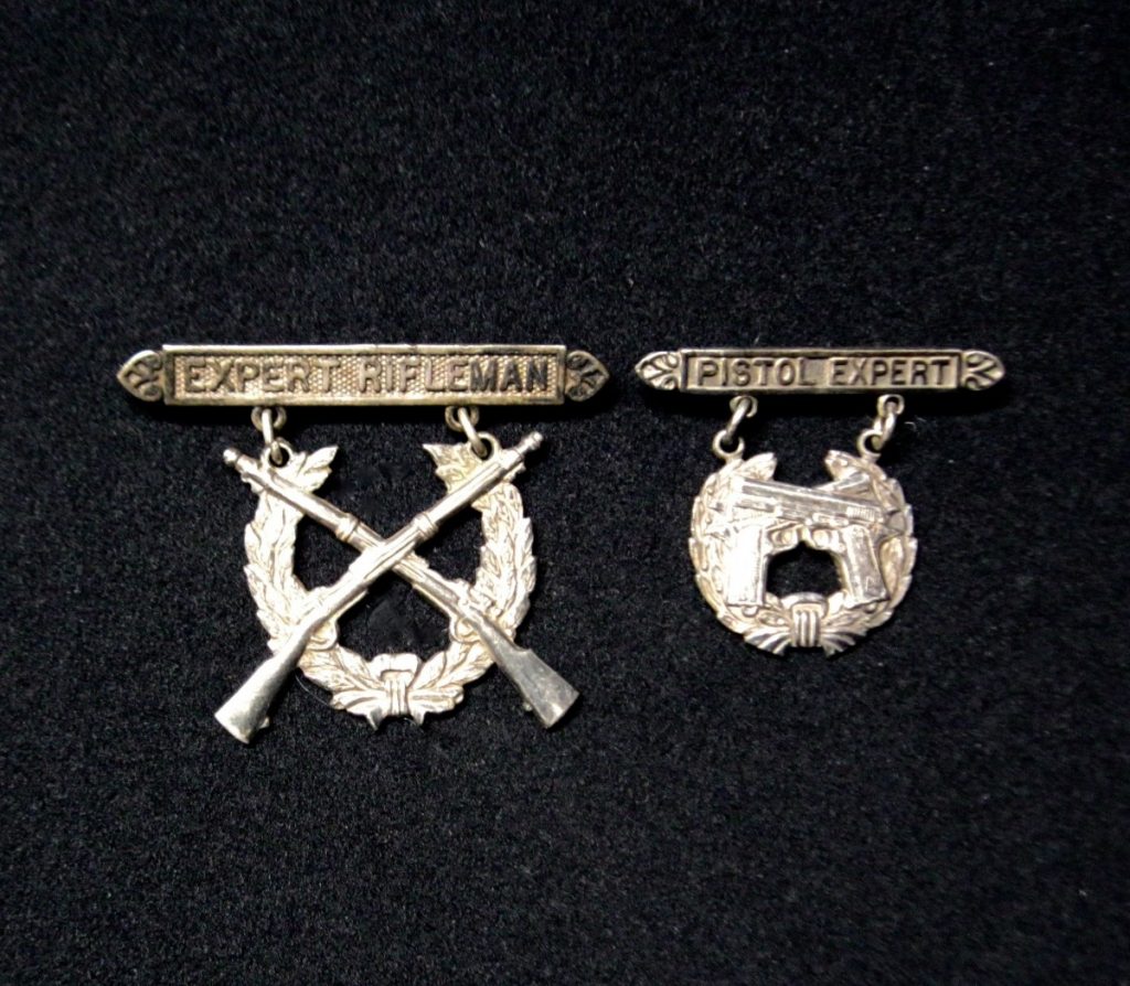 USMC Expert Rifle & Pistol Badges | J. Mountain Antiques