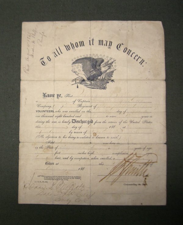 2nd Pennsylvania Provisional Cavalry Civil War Discharge | J. Mountain ...