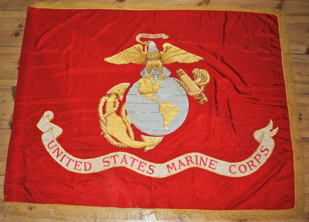 WWII- Korean War Silk and Embroidered USMC Flag. – SOLD | J. Mountain ...