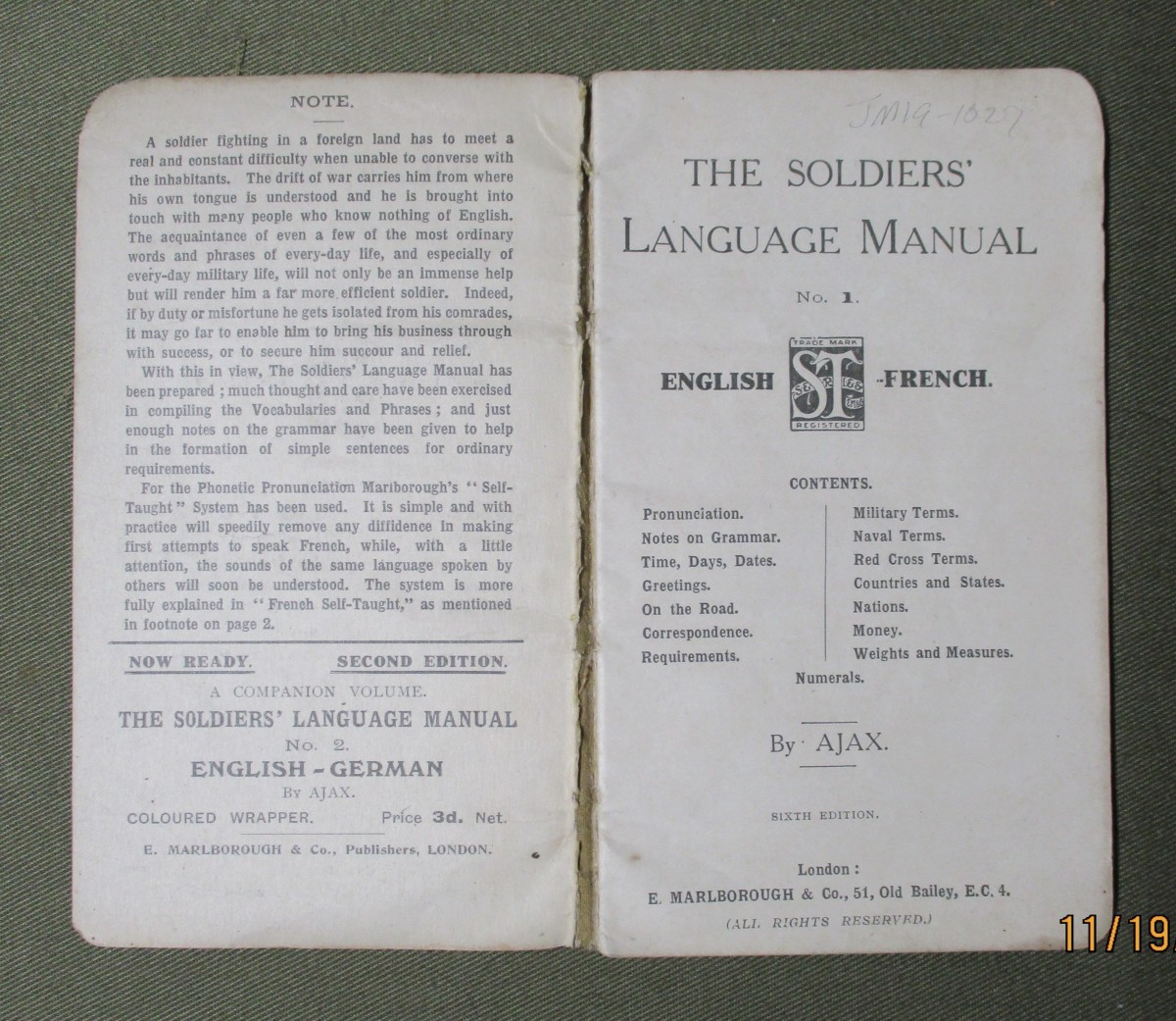 Lot of 5 WWI American – French Phrase/ Conversational Booklets -SOLD ...