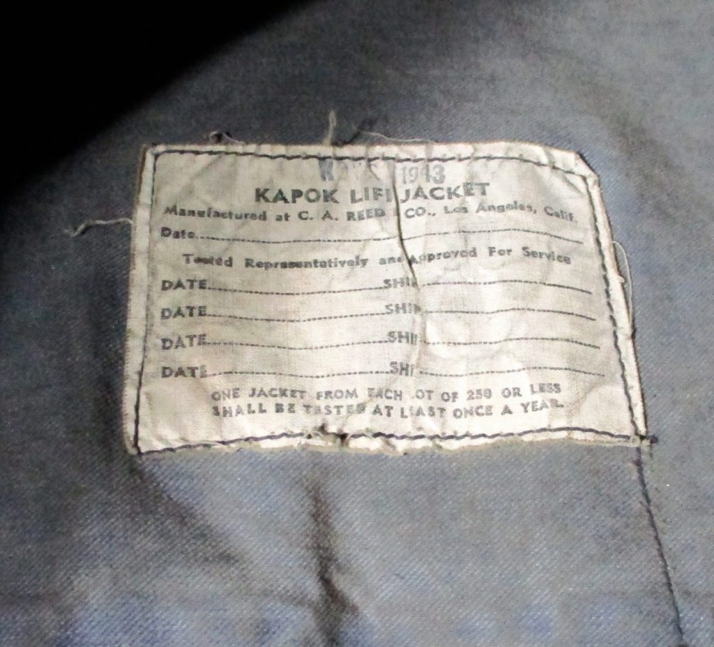 WWII US Navy Kapok Life Jacket Dated 1943 | J. Mountain Antiques