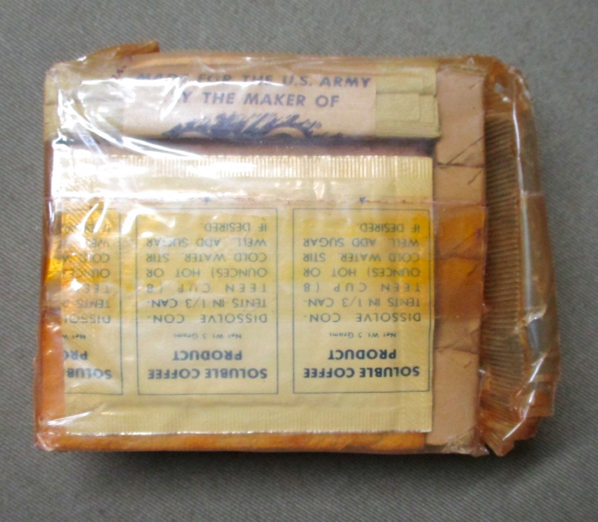 K Ration Packet- Crackers, Chocolate, Coffee, Etc | J. Mountain Antiques