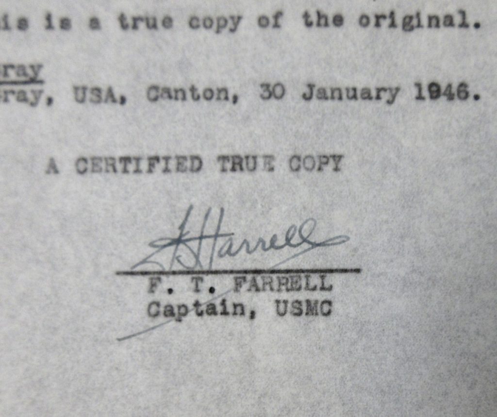 Capt. Frank Ferrell, USMC – OSS Collection Of Documents, Photos & Maps ...