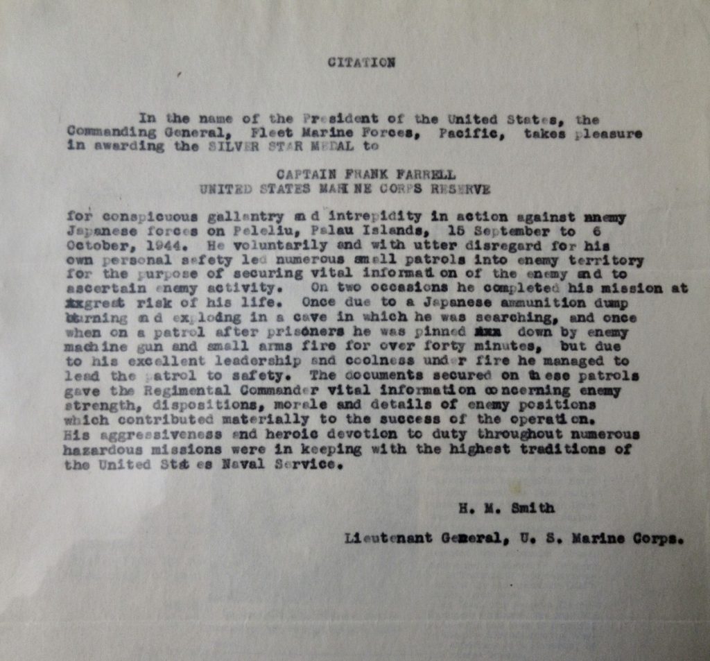 Capt. Frank Ferrell, USMC – OSS Collection Of Documents, Photos & Maps ...