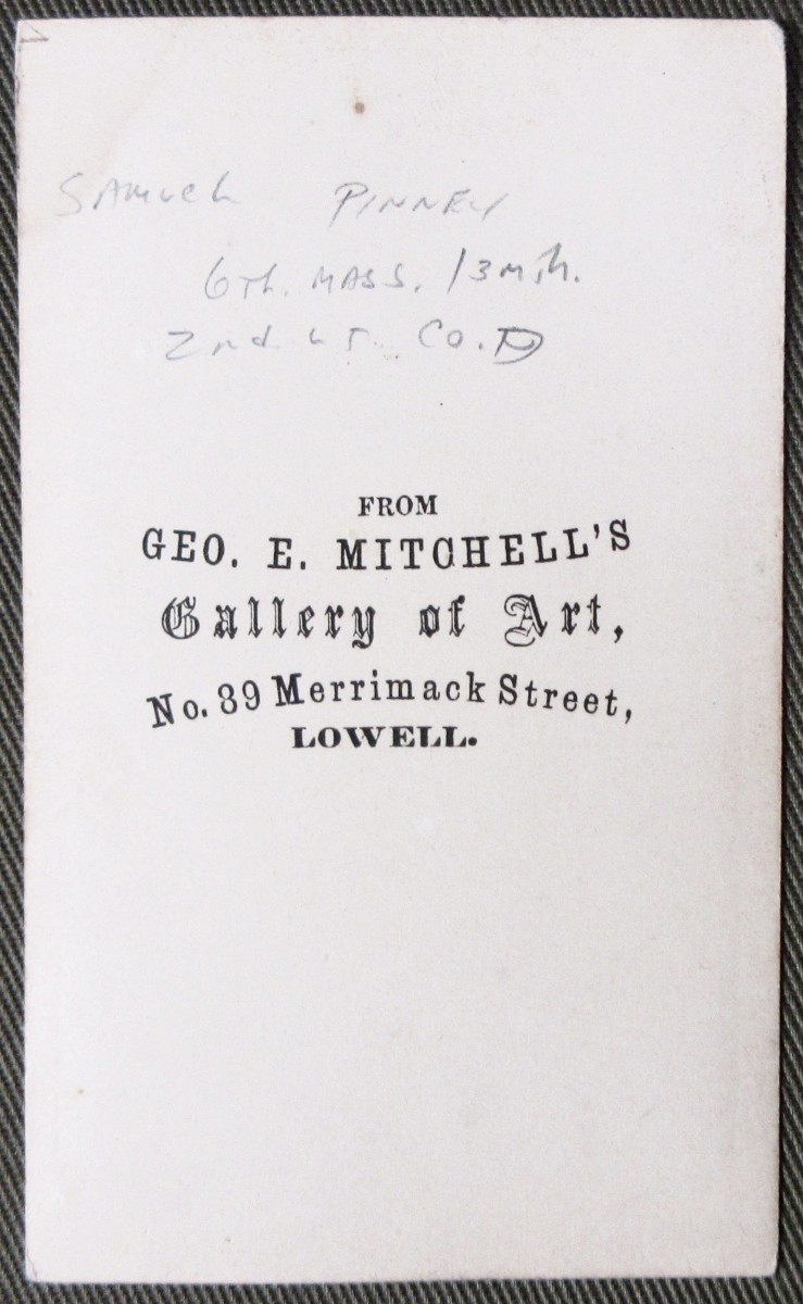 CDV – 1st Lieutenant Samuel C. Pinney – 6th Mass Infantry – SOLD | J ...