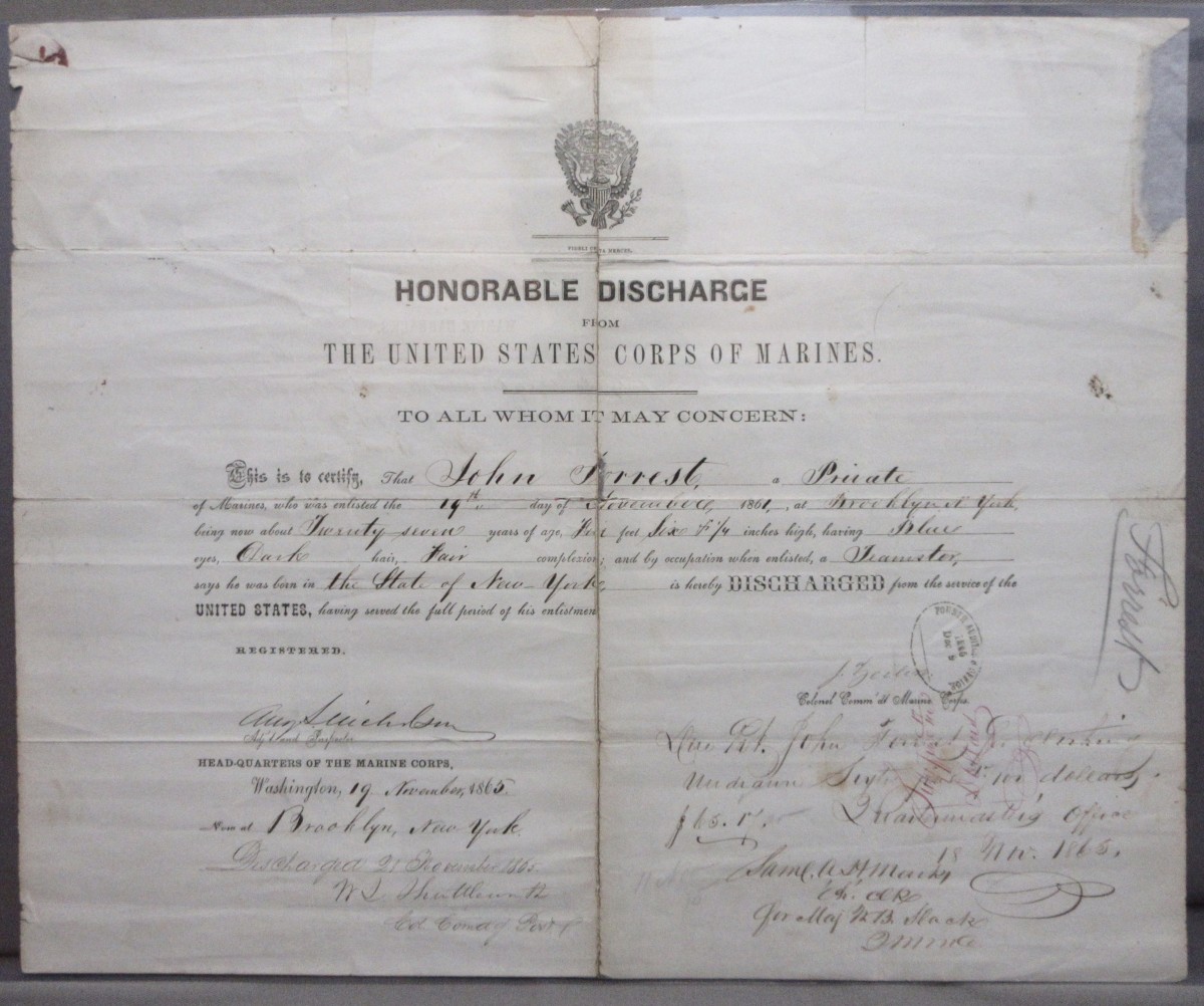 Rare Civil War USMC Discharge Signed by Commandant Jacob Zeilin | J ...