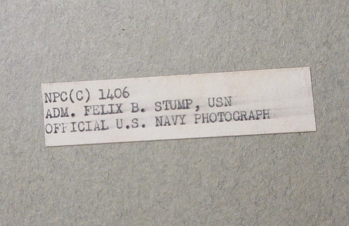 Signed Color Presentation Portrait – Admiral Felix B. Stump To Adm ...