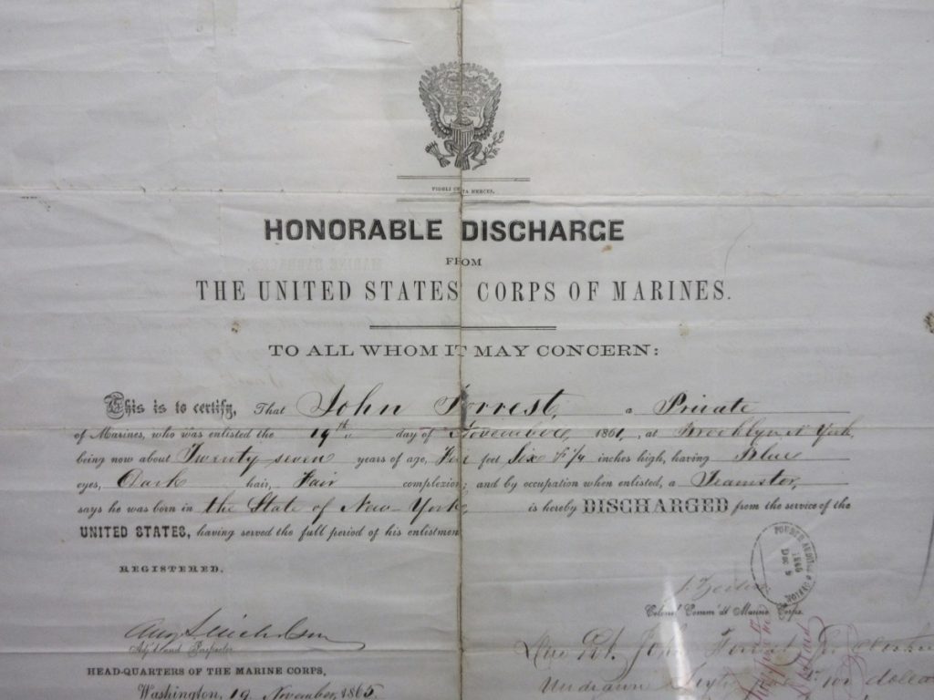 Rare Civil War USMC Discharge Signed by Commandant Jacob Zeilin SOLD ...