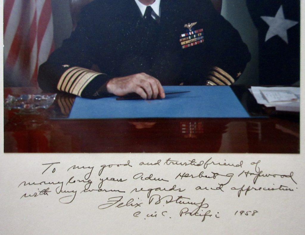 Signed Color Presentation Portrait – Admiral Felix B. Stump To Adm ...