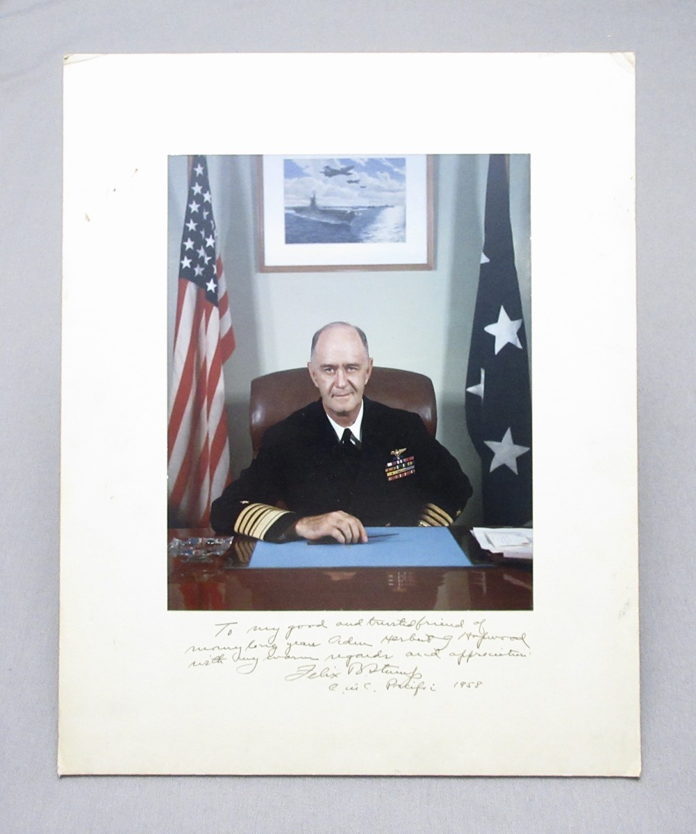 Signed Color Presentation Portrait – Admiral Felix B. Stump To Adm ...