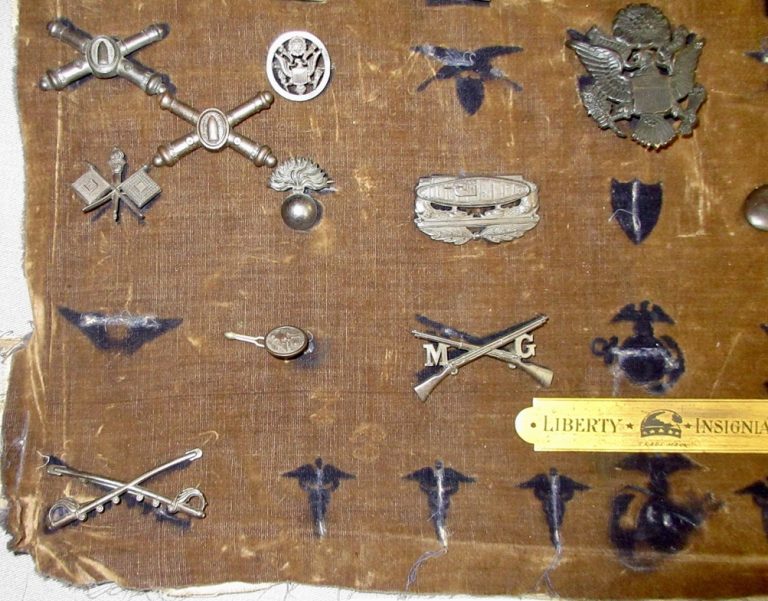 Liberty Insignia Display Board of WWI Insignia. | J. Mountain Antiques