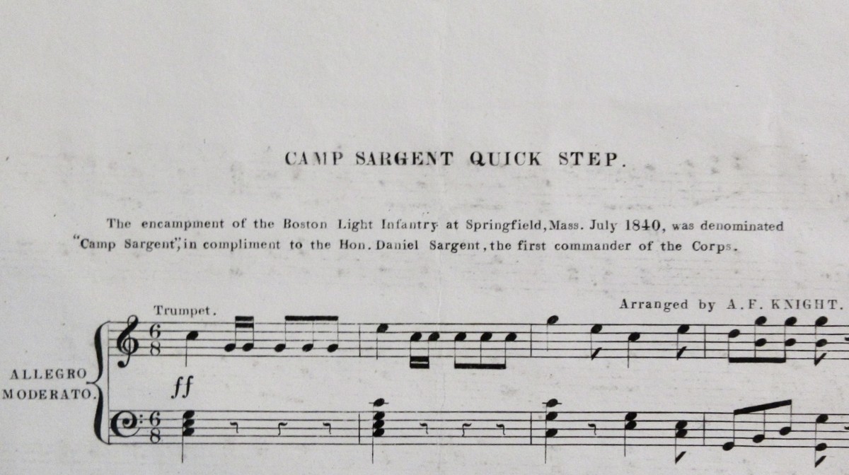 Boston Light Infantry “Camp Sargeant Quick Step Sheet Music 1840 – SOLD ...