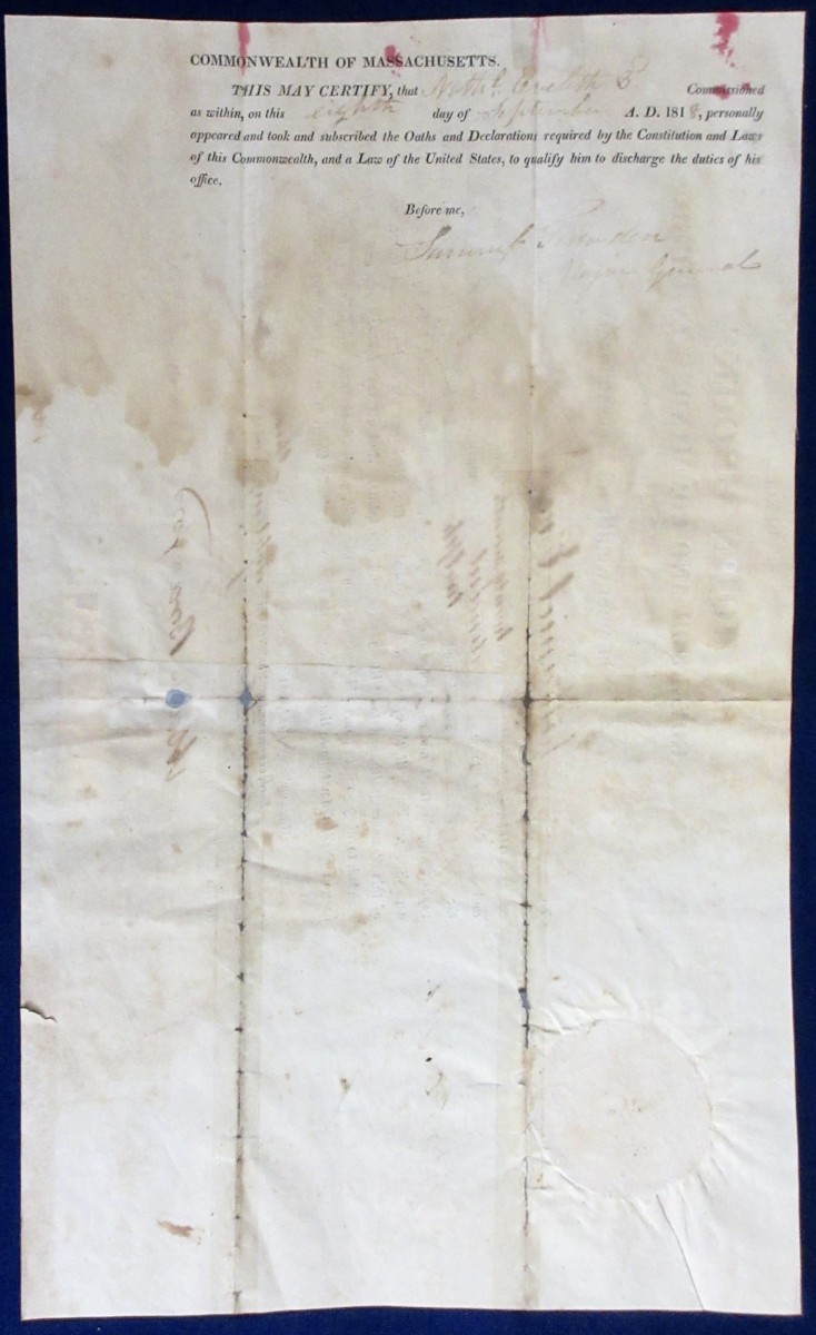 1818 Signed Commission By Massachusetts Governor John Brooks – SOLD | J ...