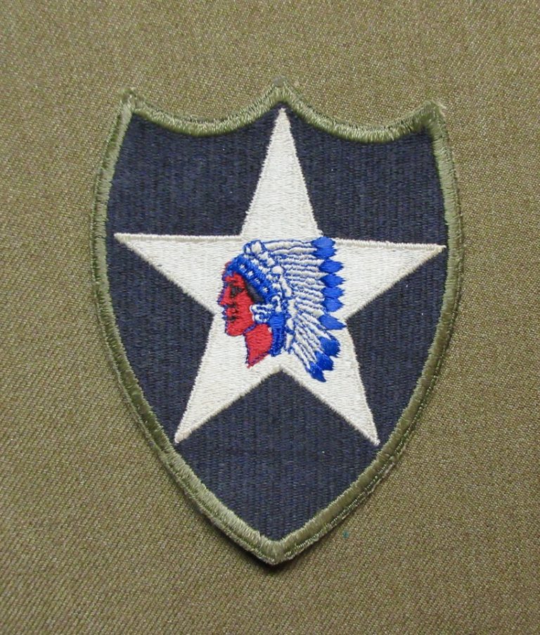 2nd Infantry Division Patch With OD Border – SOLD | J. Mountain Antiques