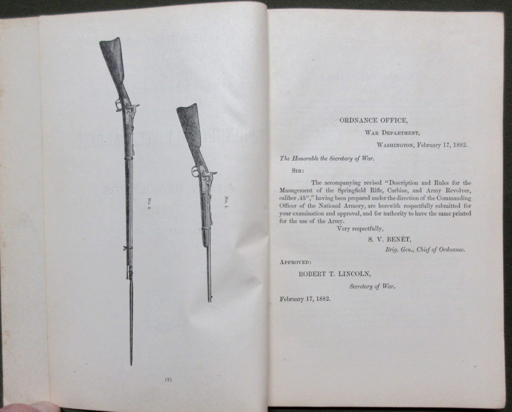 SCARCE 1882 DESCRIPTION -SPRINGFIELD RIFLE, CARBINE, AND ARMY REVOLVERS ...