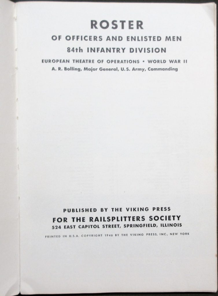 ID’D Co H 334th Infantry Regt- 84th “Railsplitters” ID’d Grouping SOLD ...