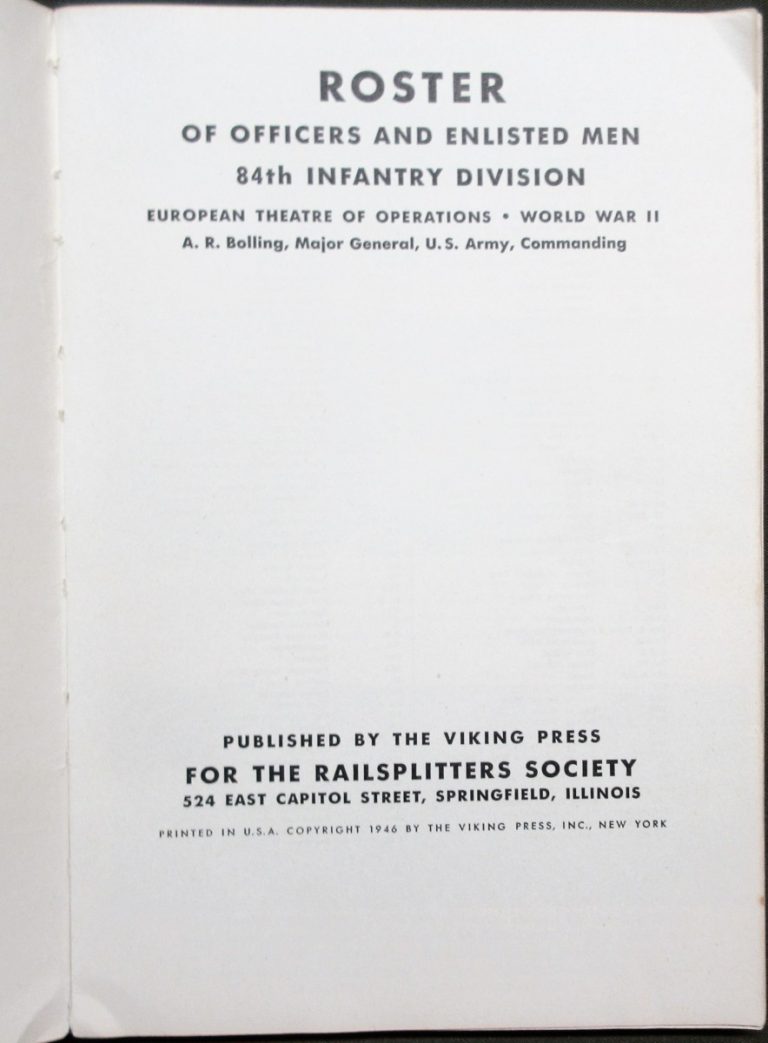 ID’D Co H 334th Infantry Regt- 84th “Railsplitters” ID’d Grouping SOLD ...