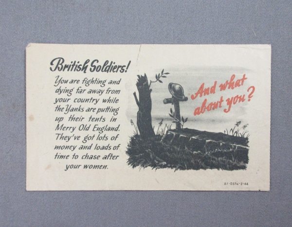 WWII German Propaganda Leaflet. To British Soldiers Dated 1944. -Sold ...