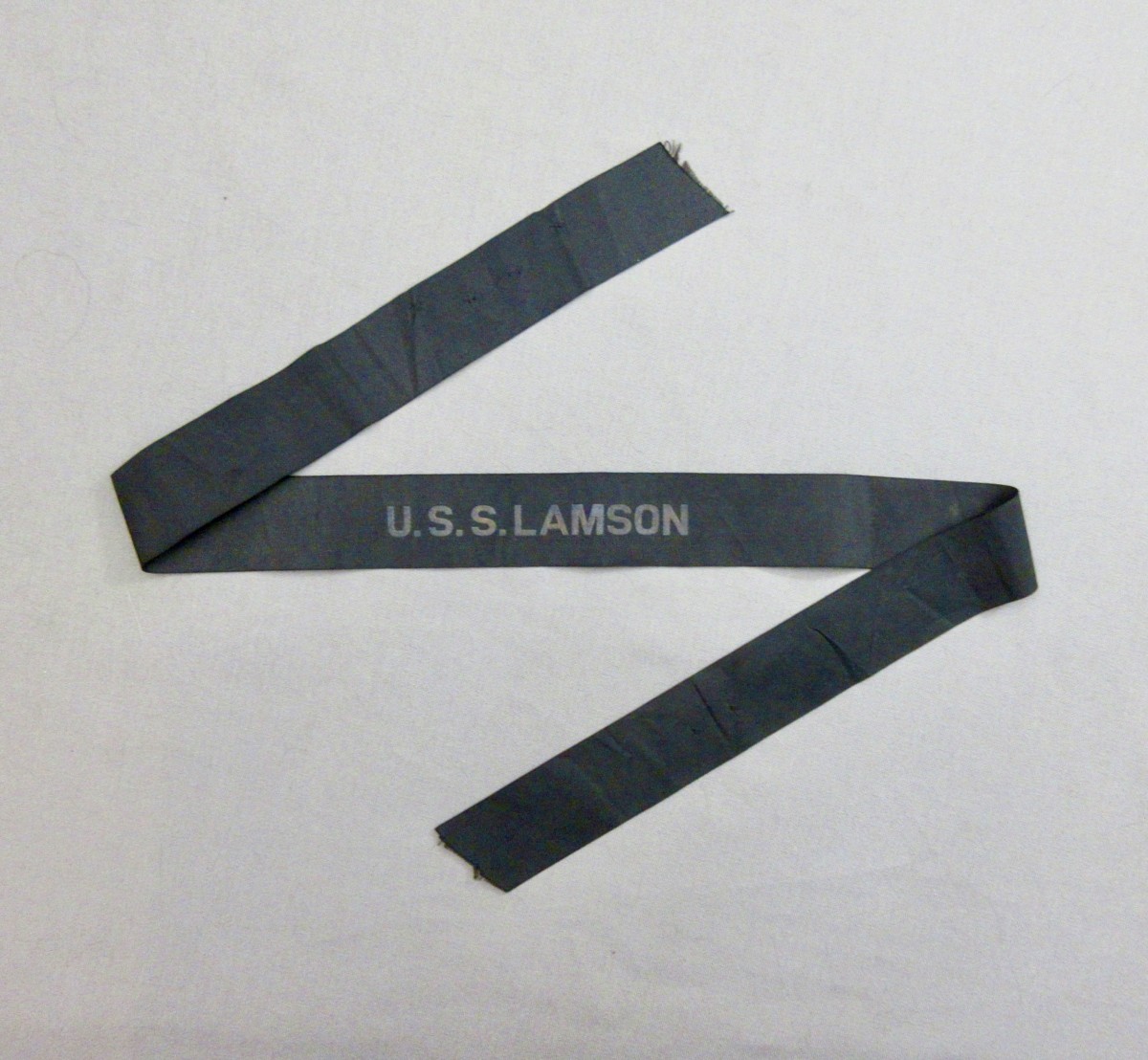 USS LAMSON (DD-18 or DD-328)- Cap Tally. – SOLD | J. Mountain Antiques