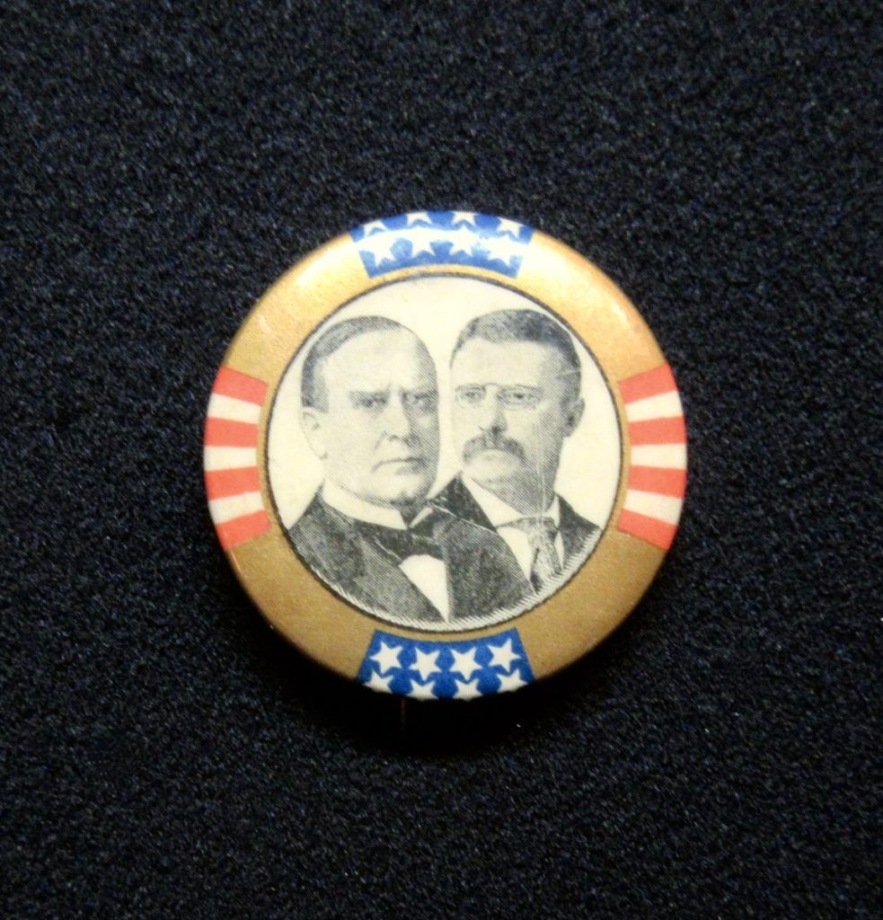William McKinley & Theodore Roosevelt Jugate Campaign Celluloid Pin ...
