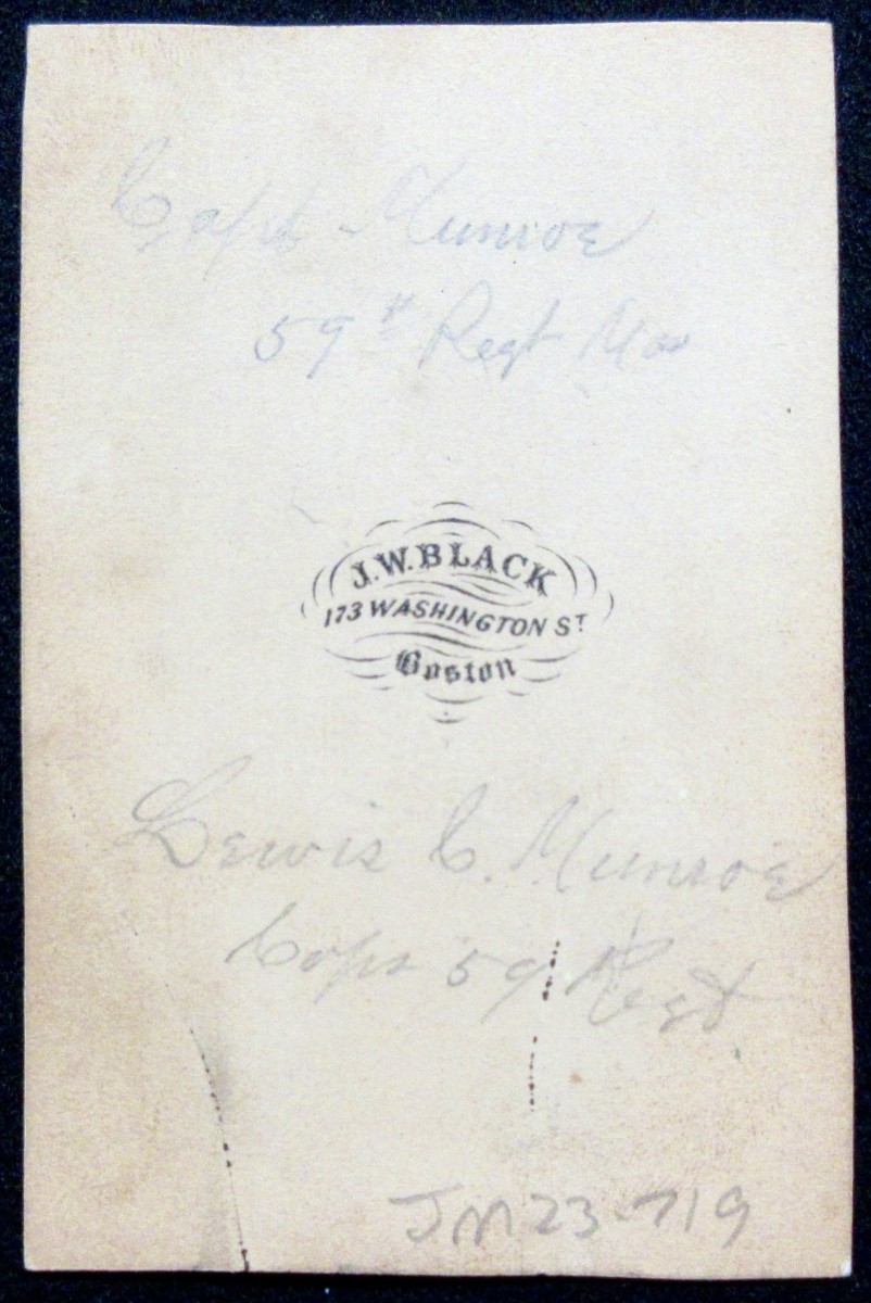 CDV 1st Lieutenant Lewis E. Munroe – 59th Massachusetts Infantry. SOLD ...