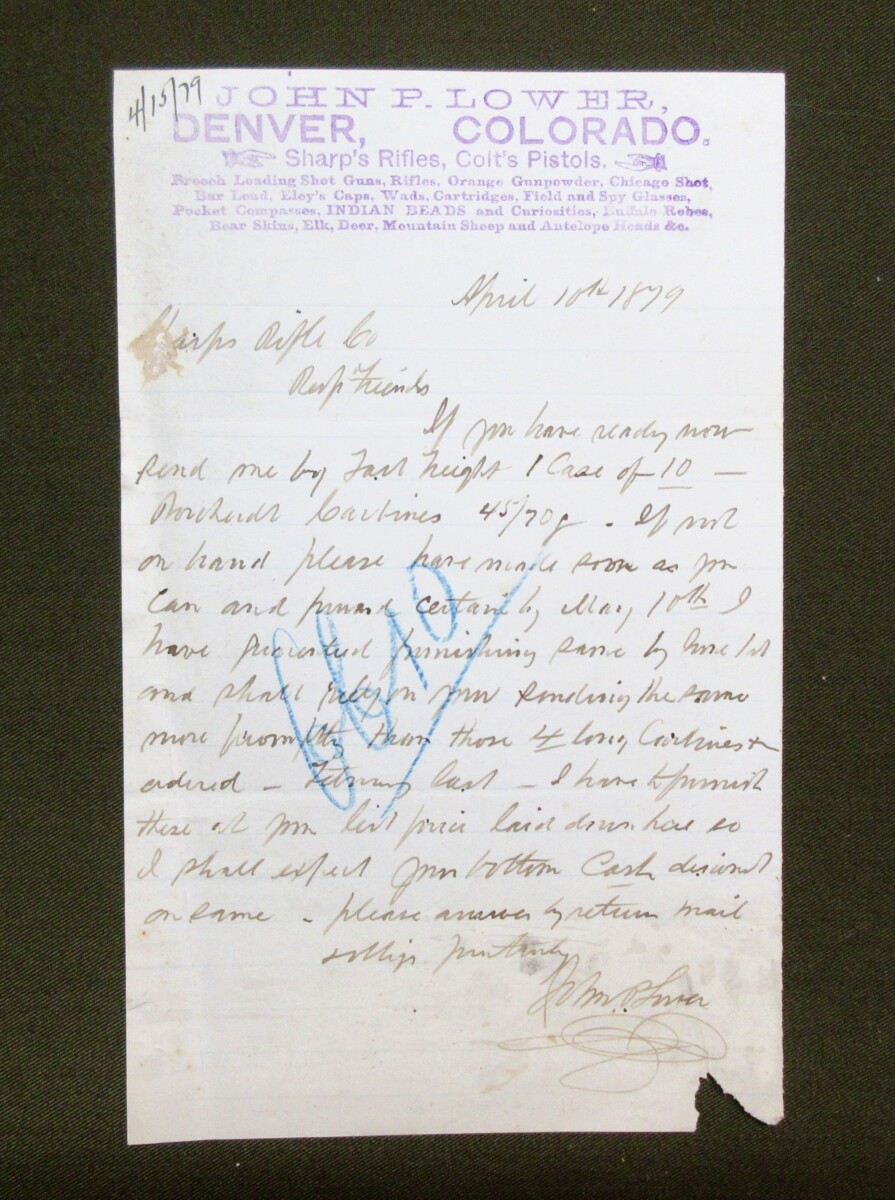 Autographed Letter By Western Gunsmith & Dealer – John P. Lower of ...