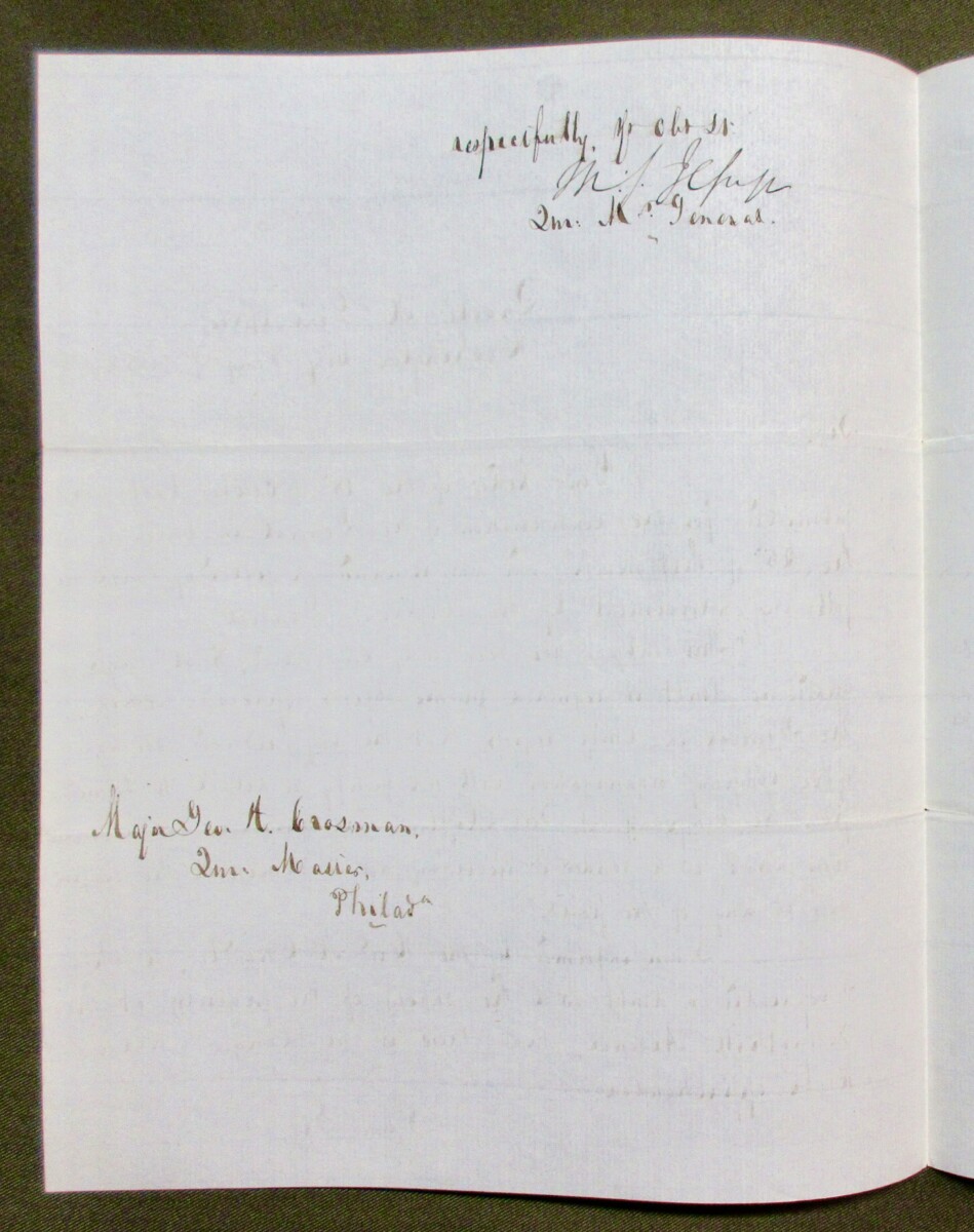 1851 Signed Letter From General Thomas S. Jessup, Quartermaster General ...