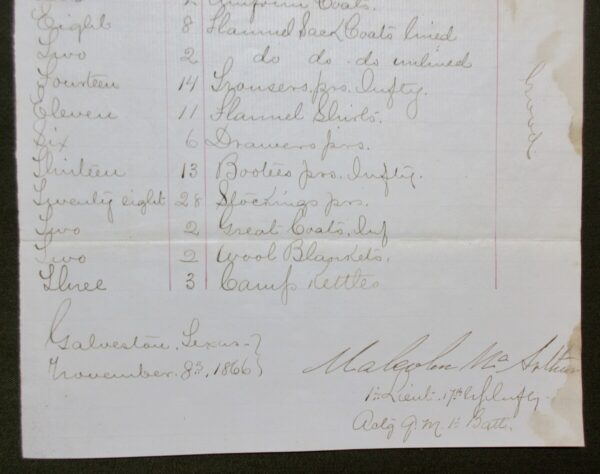 17th US Infantry Invoice For Camp & Garrison Equipage. – SOLD | J ...