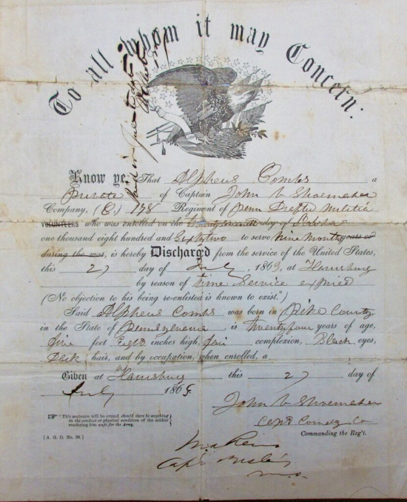 1863 Marcus A. Reno Signed Discharge, 1st U.S. Cavalry- Later 7th U.S ...